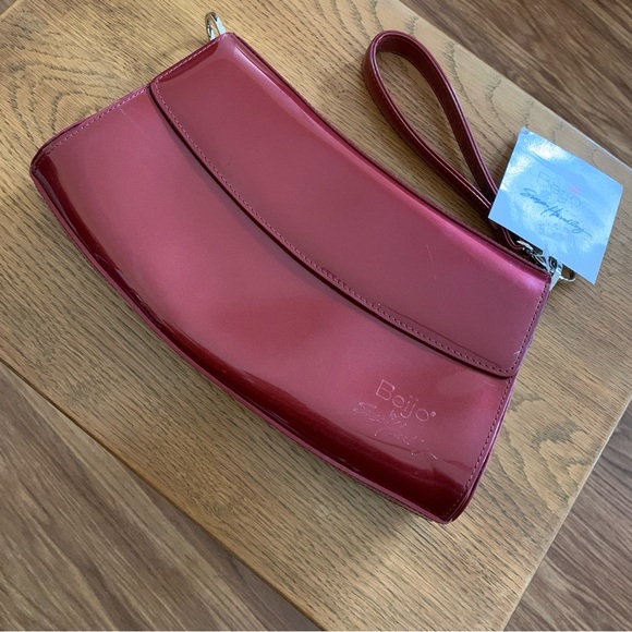 Beijo | Bags | Cherry Red Patent Leather Wrist Clutch Purse Beijo By ...